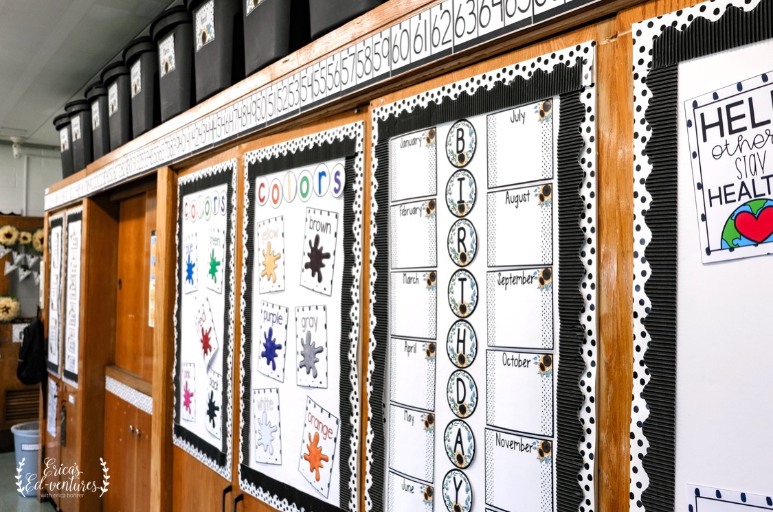 Sunflower and Dots Classroom Decor Room Tour